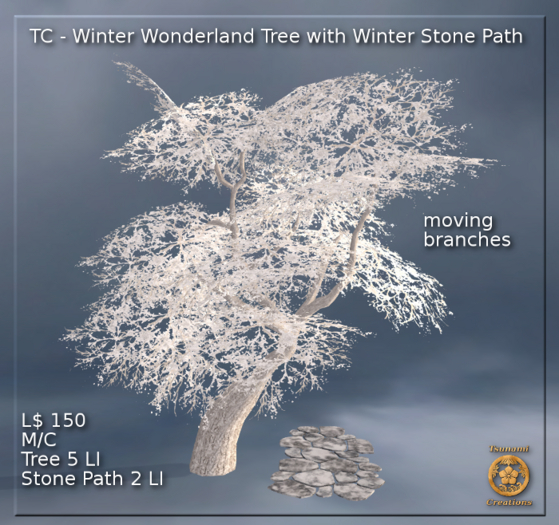 Second Life Marketplace - TC - Winter Wonderland Tree with Winter Stone Path
